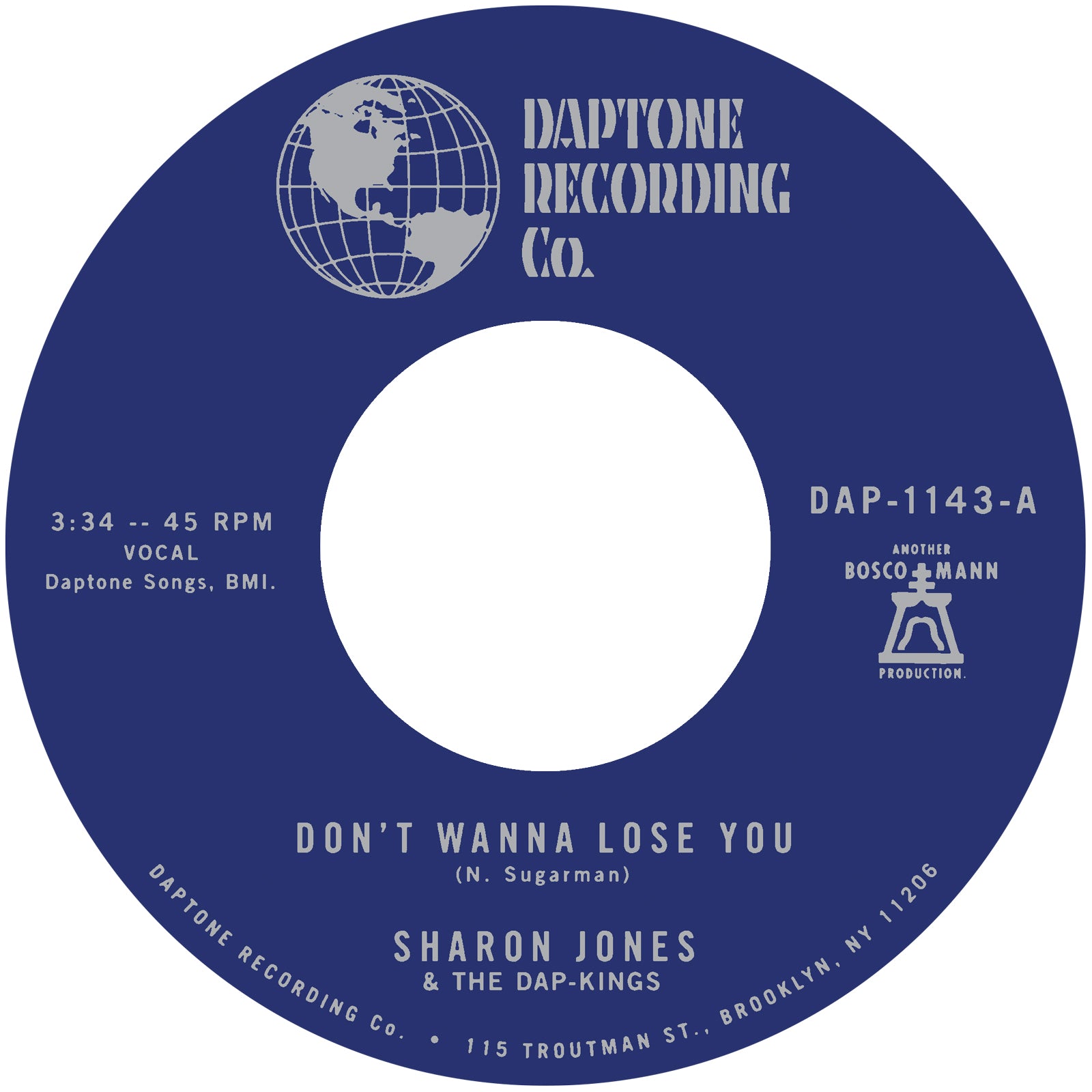 Sharon Jones & the Dap Kings "Don't Wanna Lose You" 45 – daptonerecords